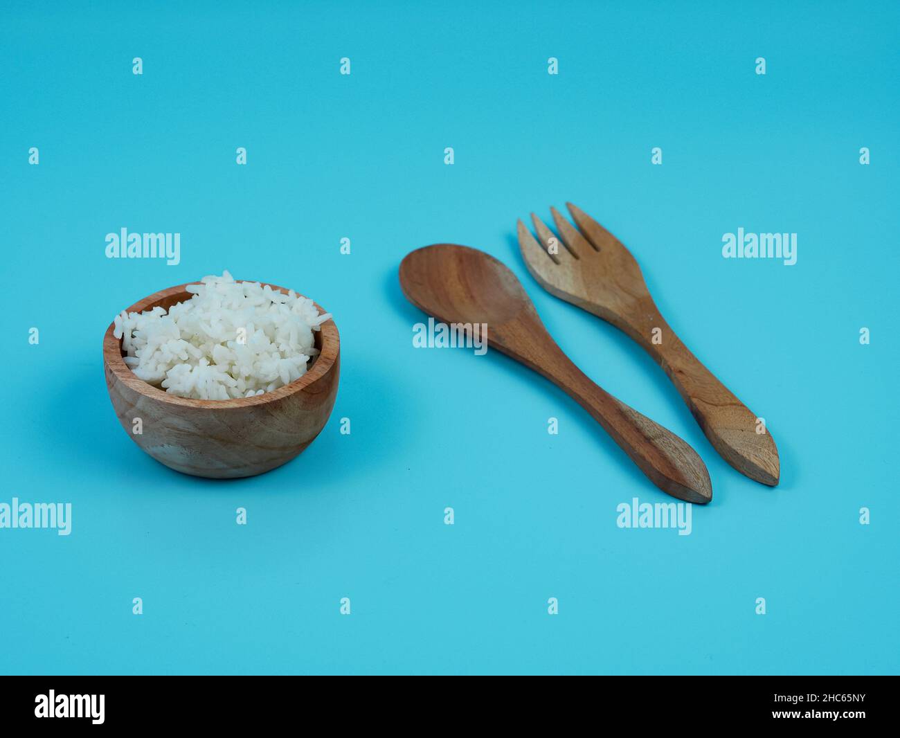 Boiled rice bowl with fork hi-res stock photography and images - Alamy