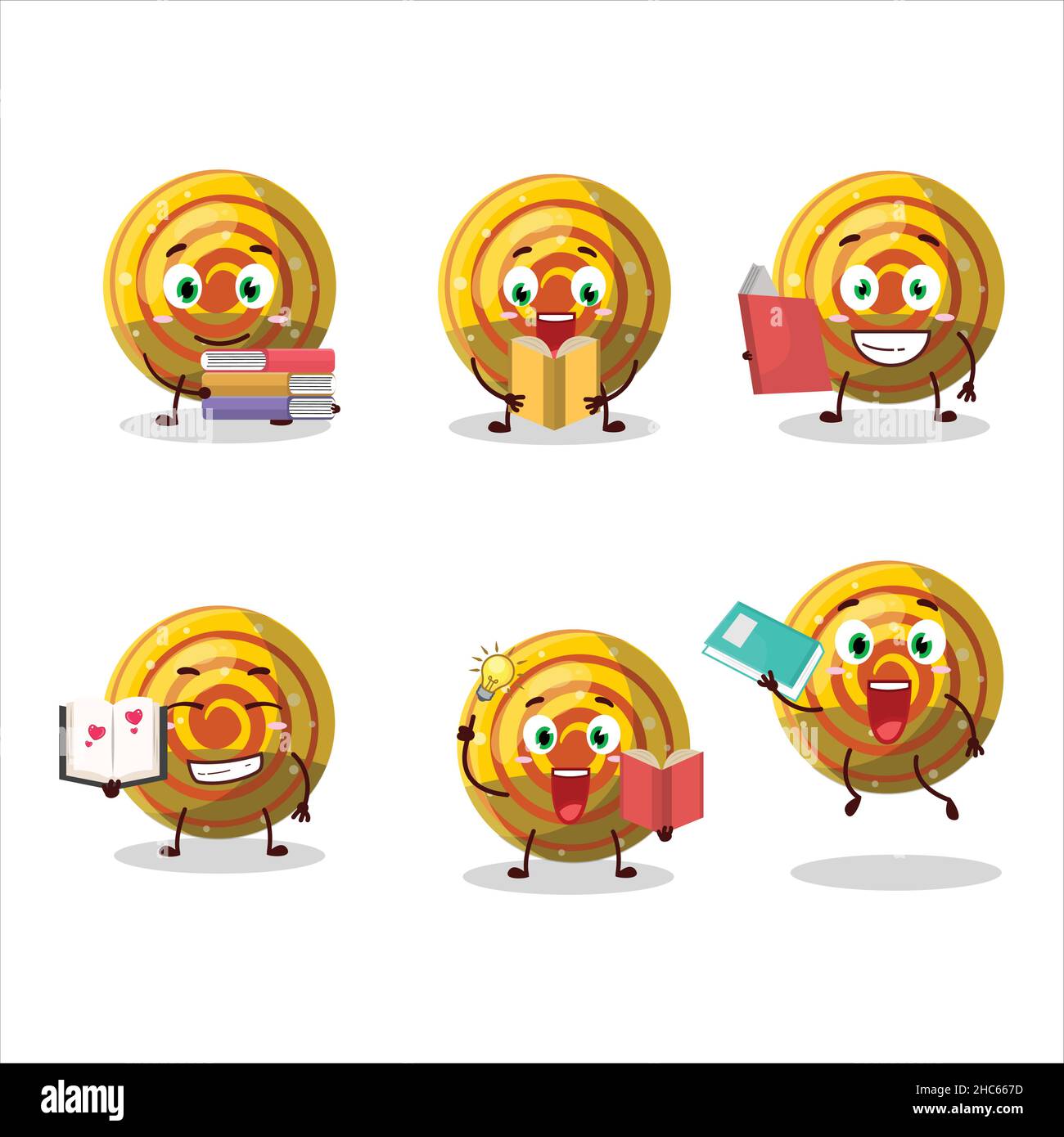 A picture of yellow spiral gummy candy cartoon character concept ...