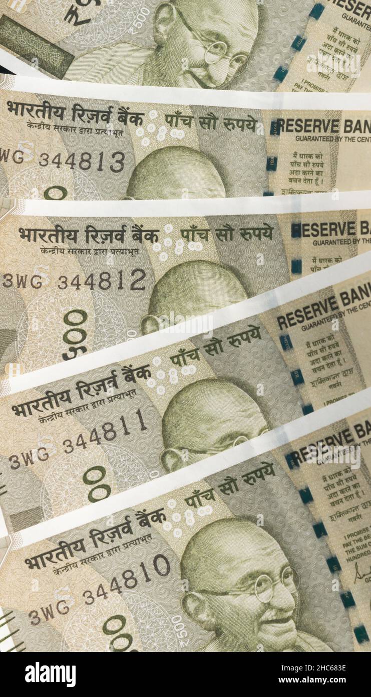 Indian 500 rupee banknote. Five hundred rupees paper currency note ...