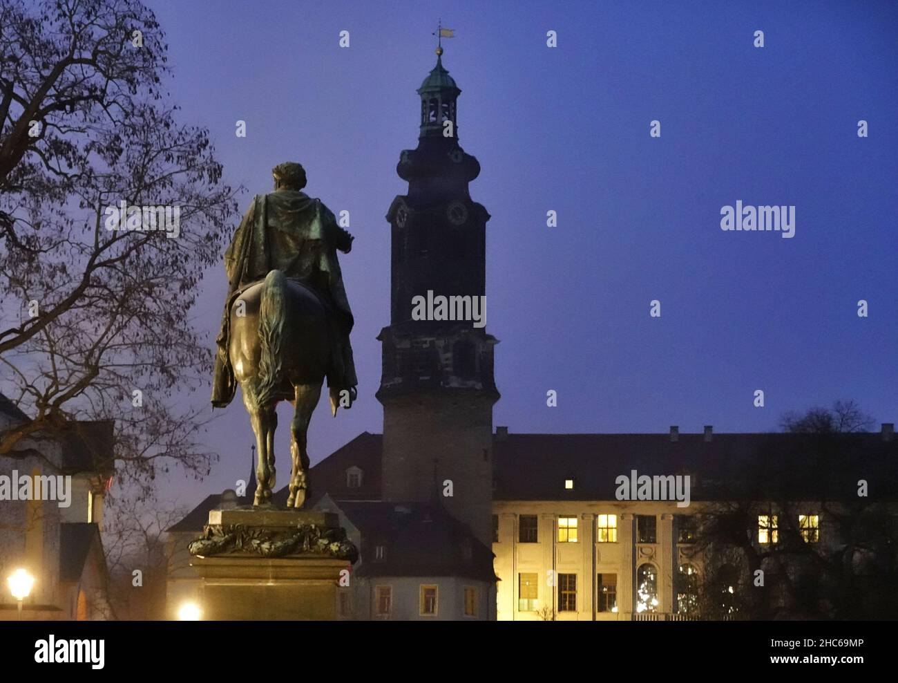 Weimar, Germany. 20th Dec, 2021. The equestrian statue of Grand Duke ...