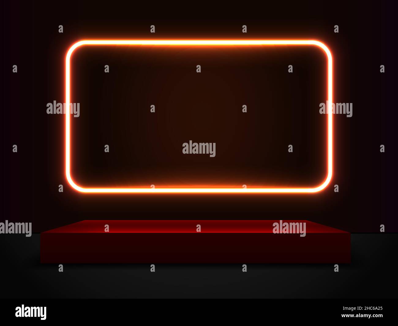 Scene in the shape of a rectangle and a glowing neon frame.Vector ...