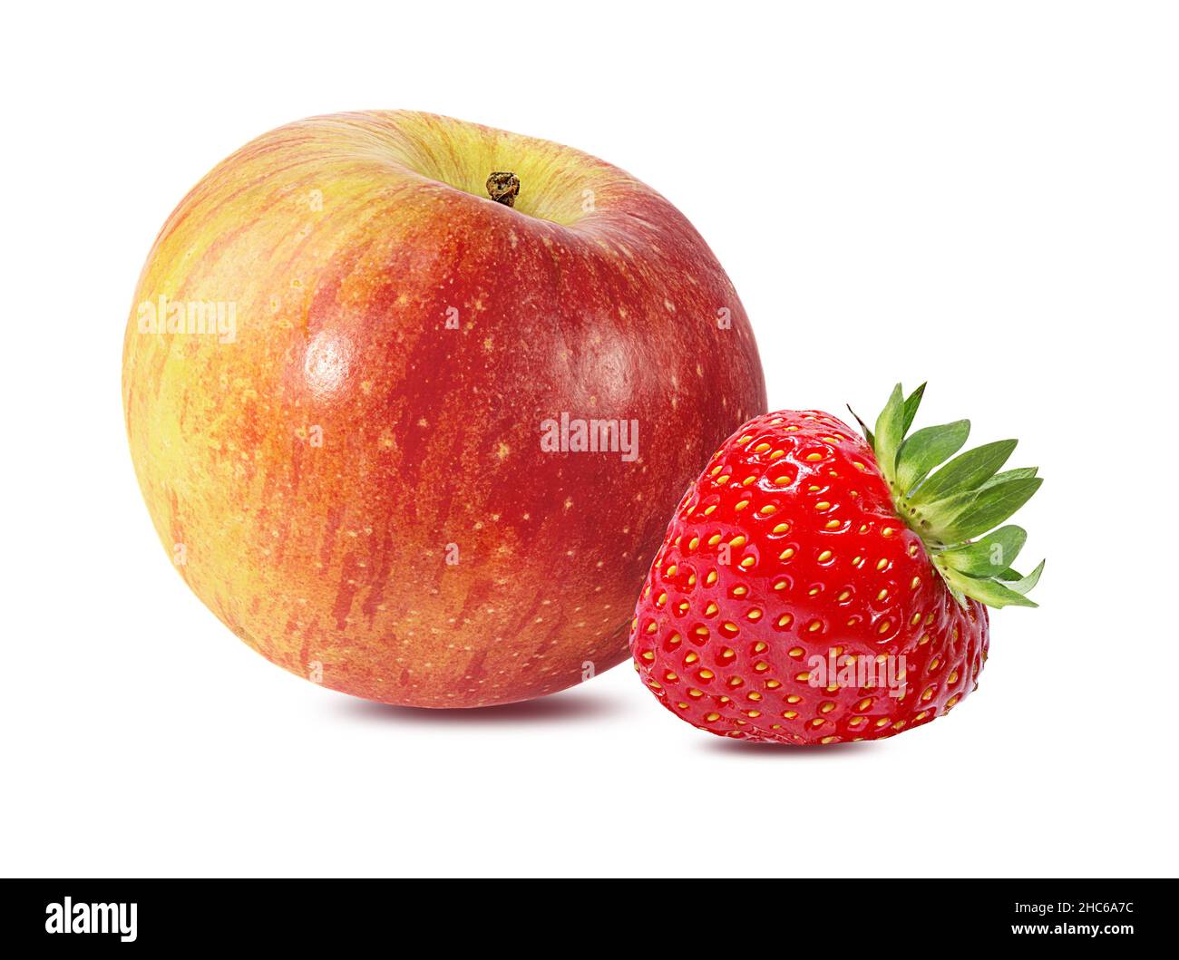 apple and strawberry on a white background Stock Photo - Alamy
