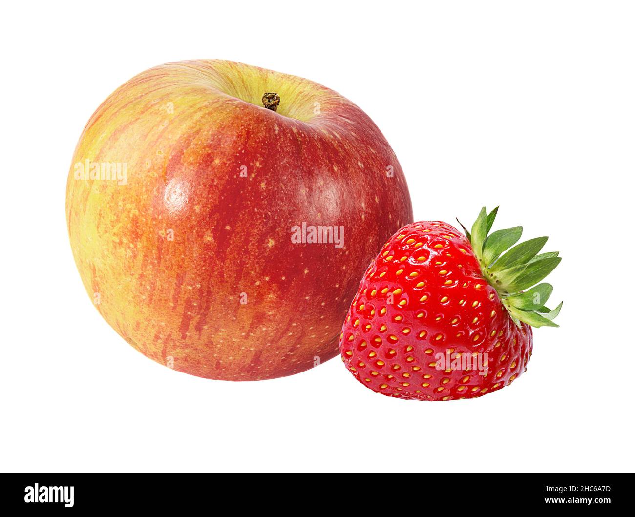 apple and strawberry on a white background Stock Photo - Alamy