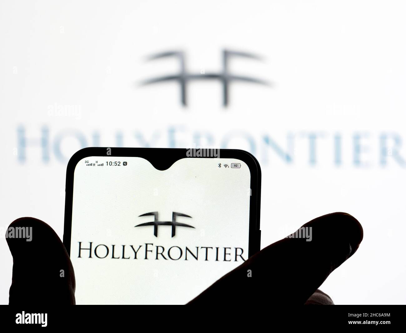 In this photo illustration HollyFrontier Corporation logo seen ...