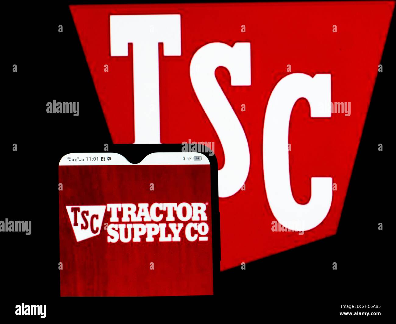 In this photo illustration Tractor Supply Company logo seen displayed ...