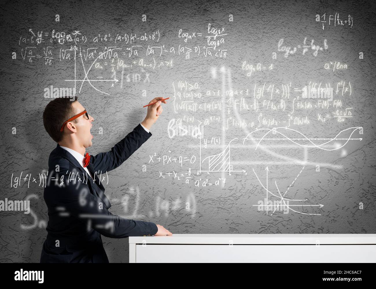 Student drawing science formulas Stock Photo - Alamy