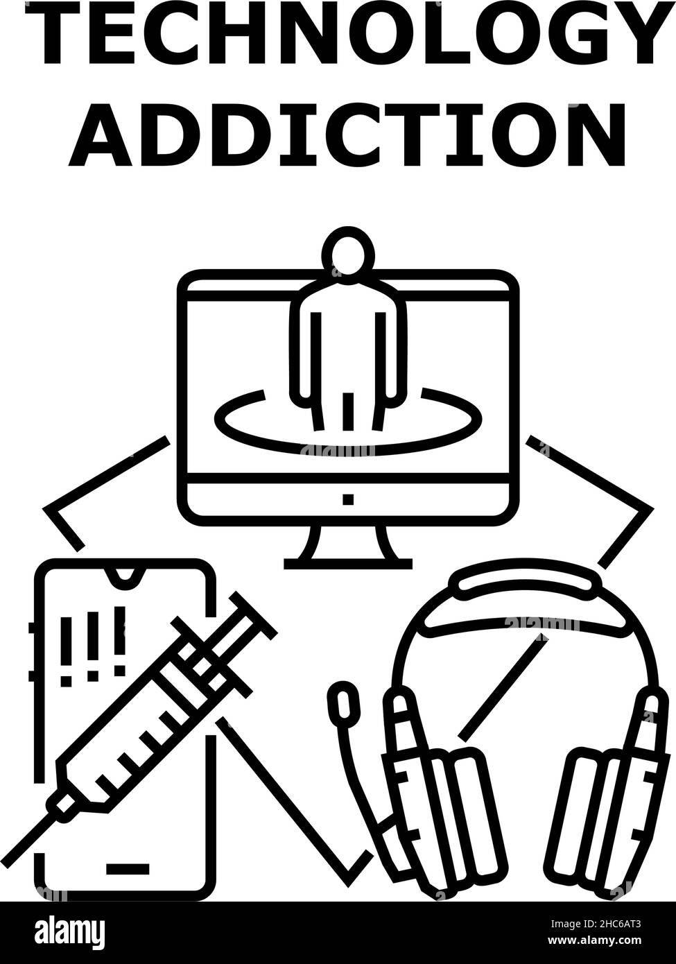 Technology addiction icon vector illustration Stock Vector Image & Art ...