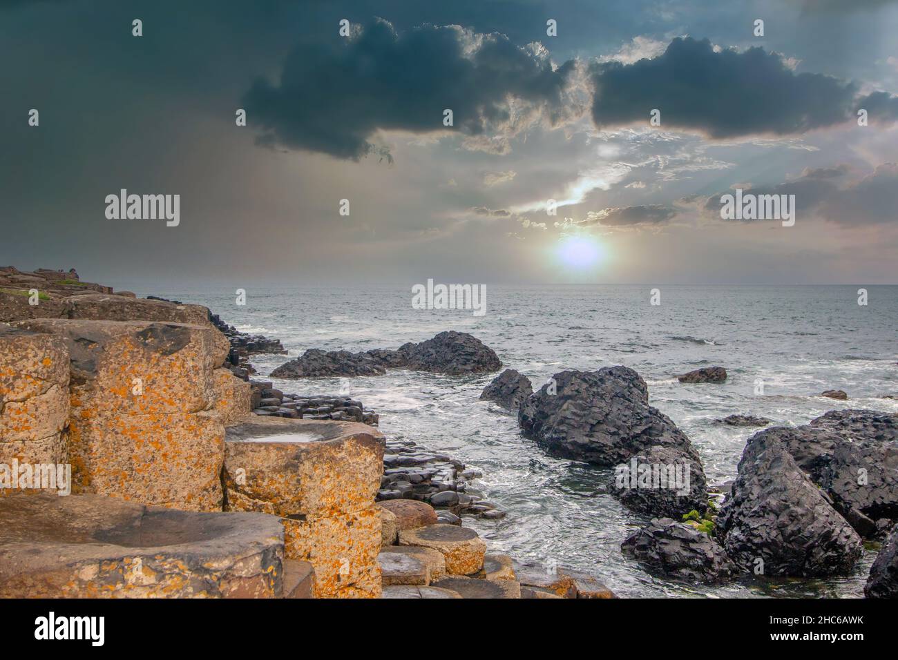 Northern Ireland Sea Coast Sunset, Antrim landscapes, Giants of ...