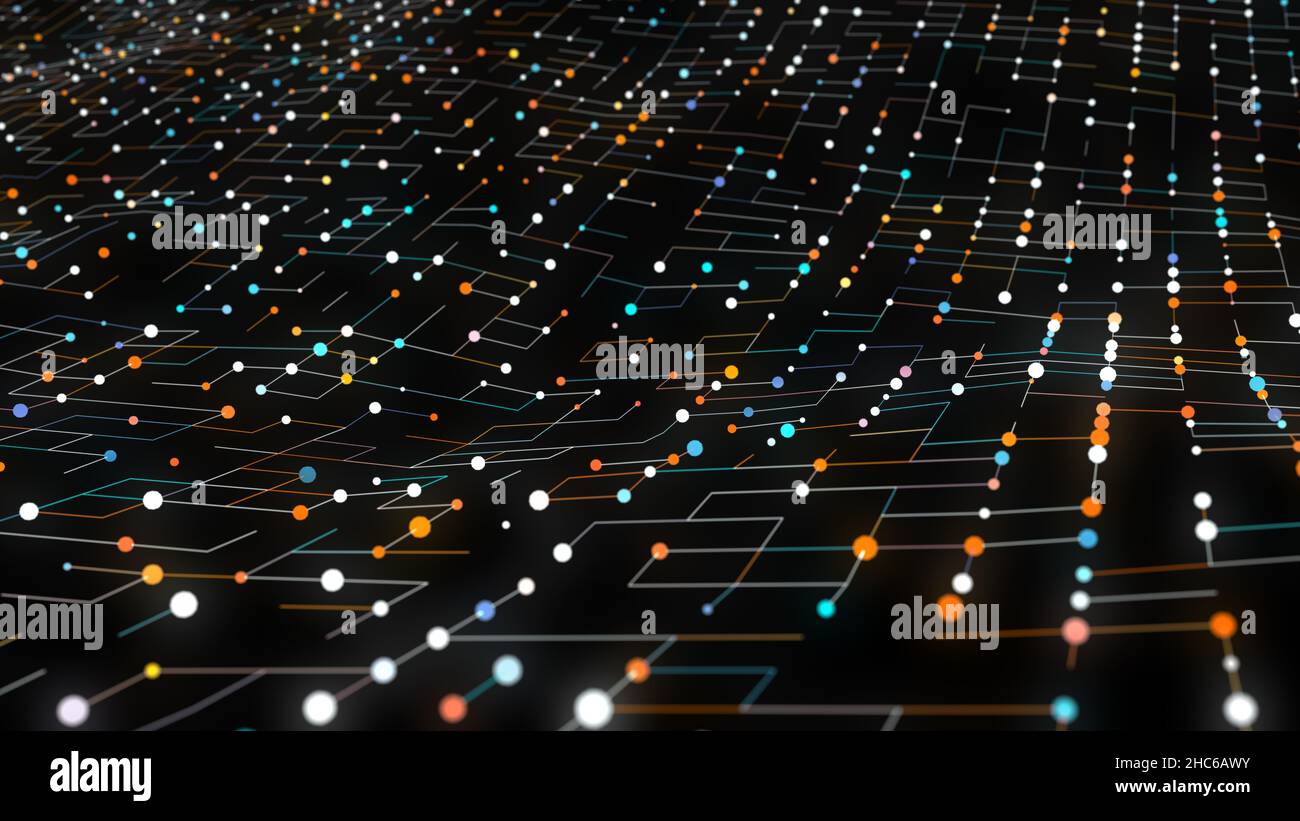 Blue and Orange Wavy Particle Surface Stock Photo - Alamy