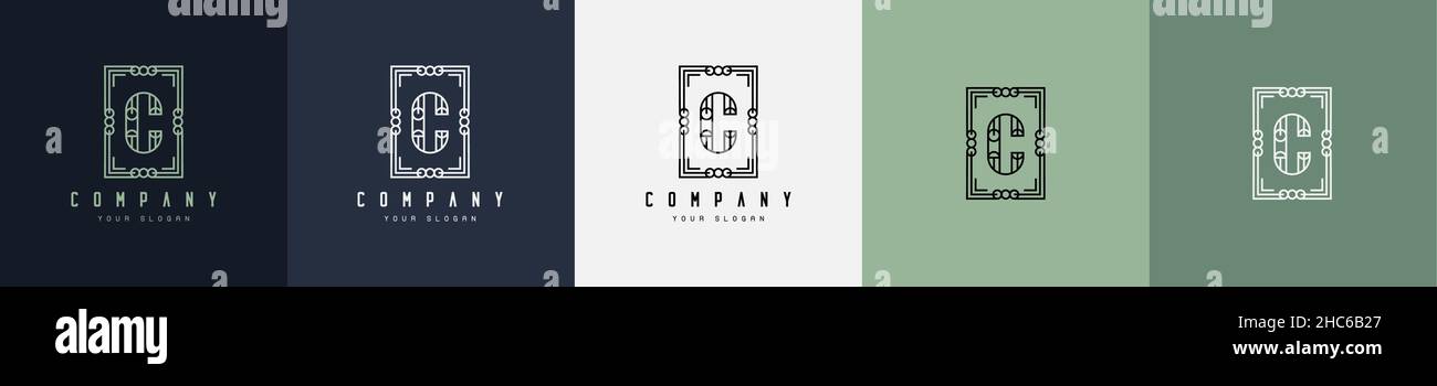 luxury alphabet letter frame symbol logo template Stock Vector Image ...