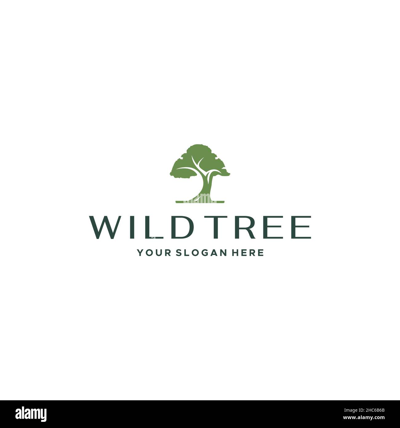 Modern WILD TREE plants leaf stalk logo design Stock Vector Image & Art ...