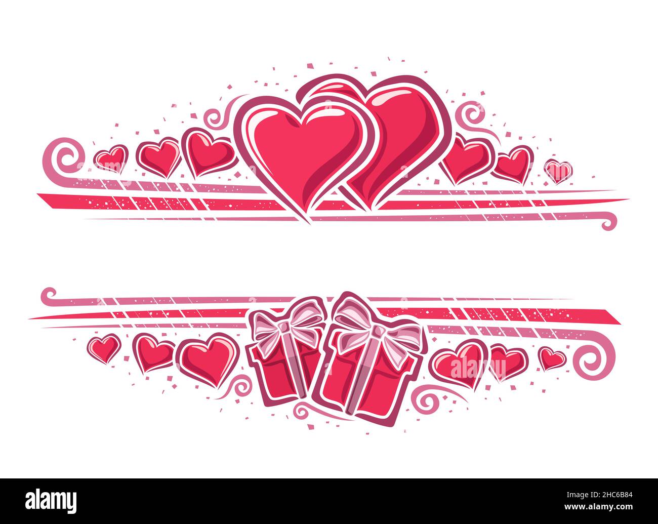 Vector Border for Valentine's Day with copy space, horizontal template ...