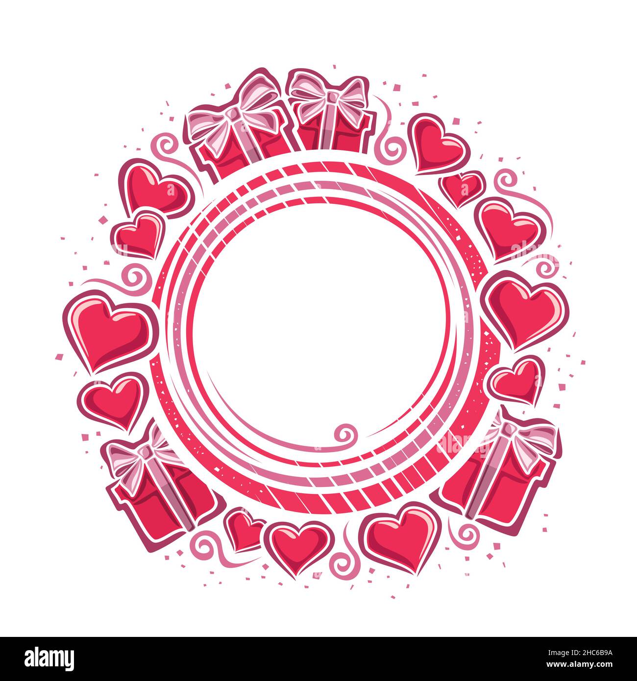 Vector Frame for Valentine's Day with copyspace, round template with ...