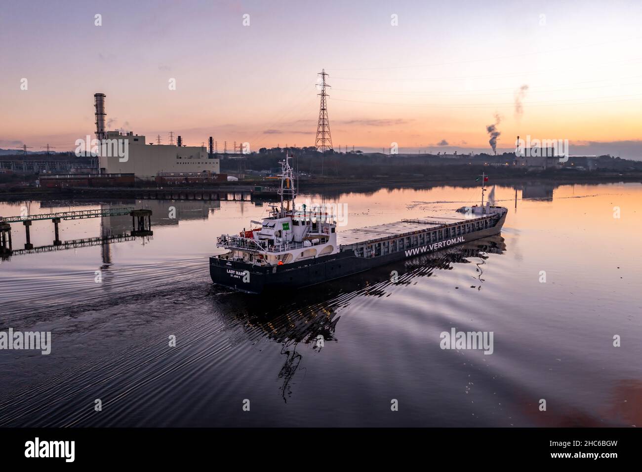 DERRY LONDONDERRY, UNITED KINGDOM- DECEMBER 17 2021 : Cargo ship ...