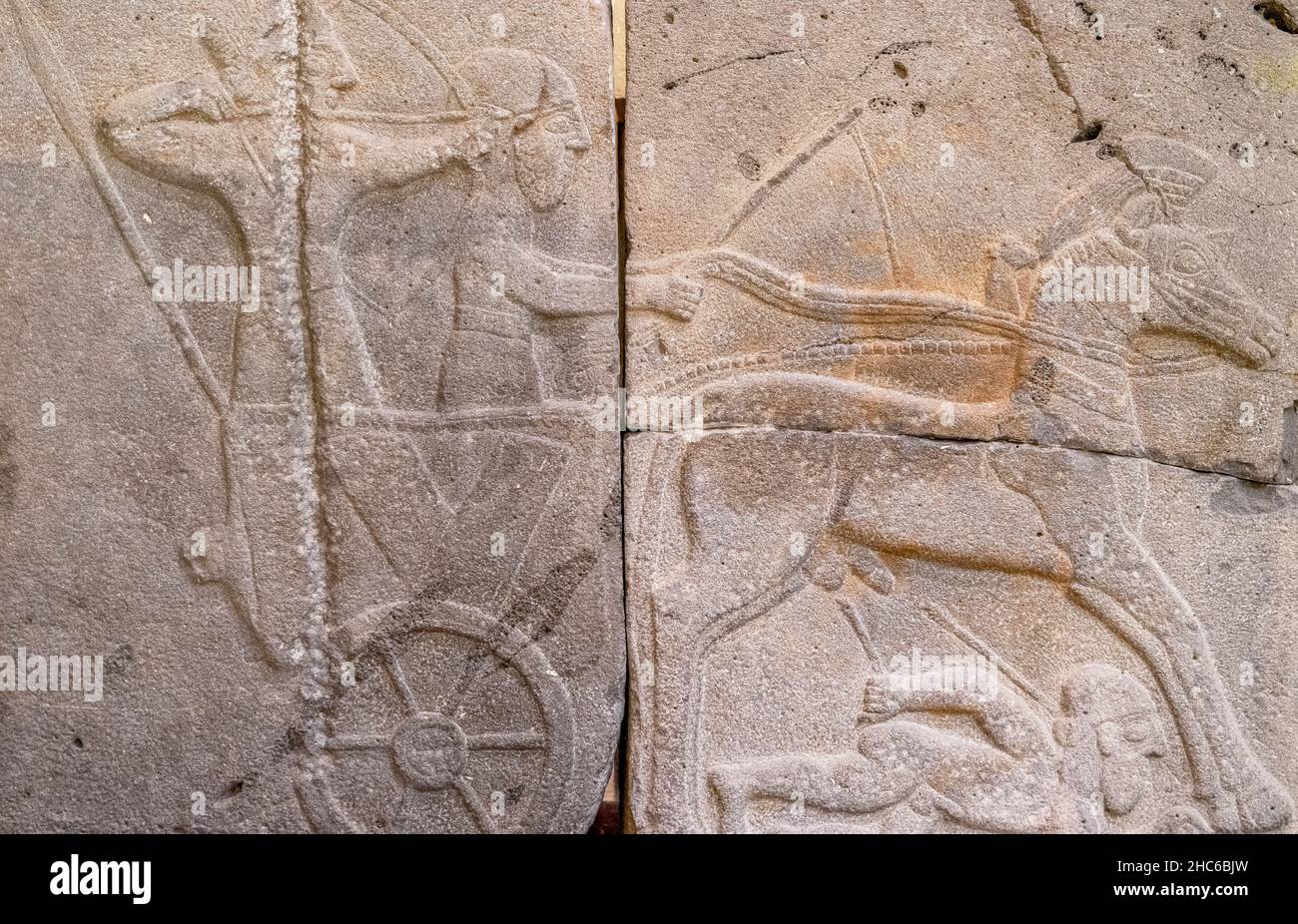 Relief of Hittite chariot and drivers from the Late Hittite Period ...