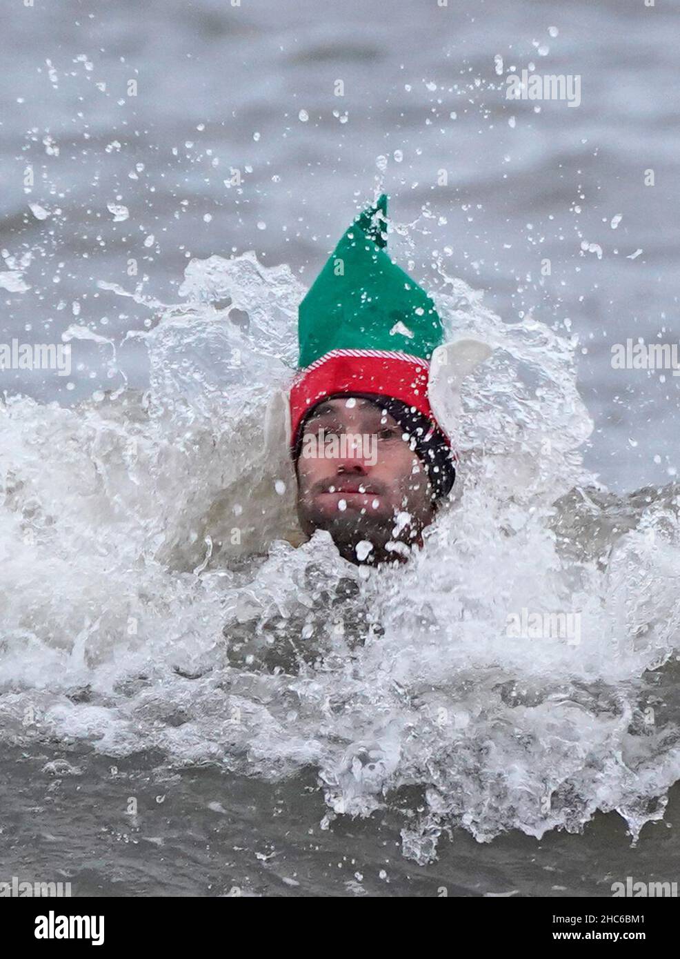 A swimmer takes a Christmas Day dip at Portobello Beach in Edinburgh ...