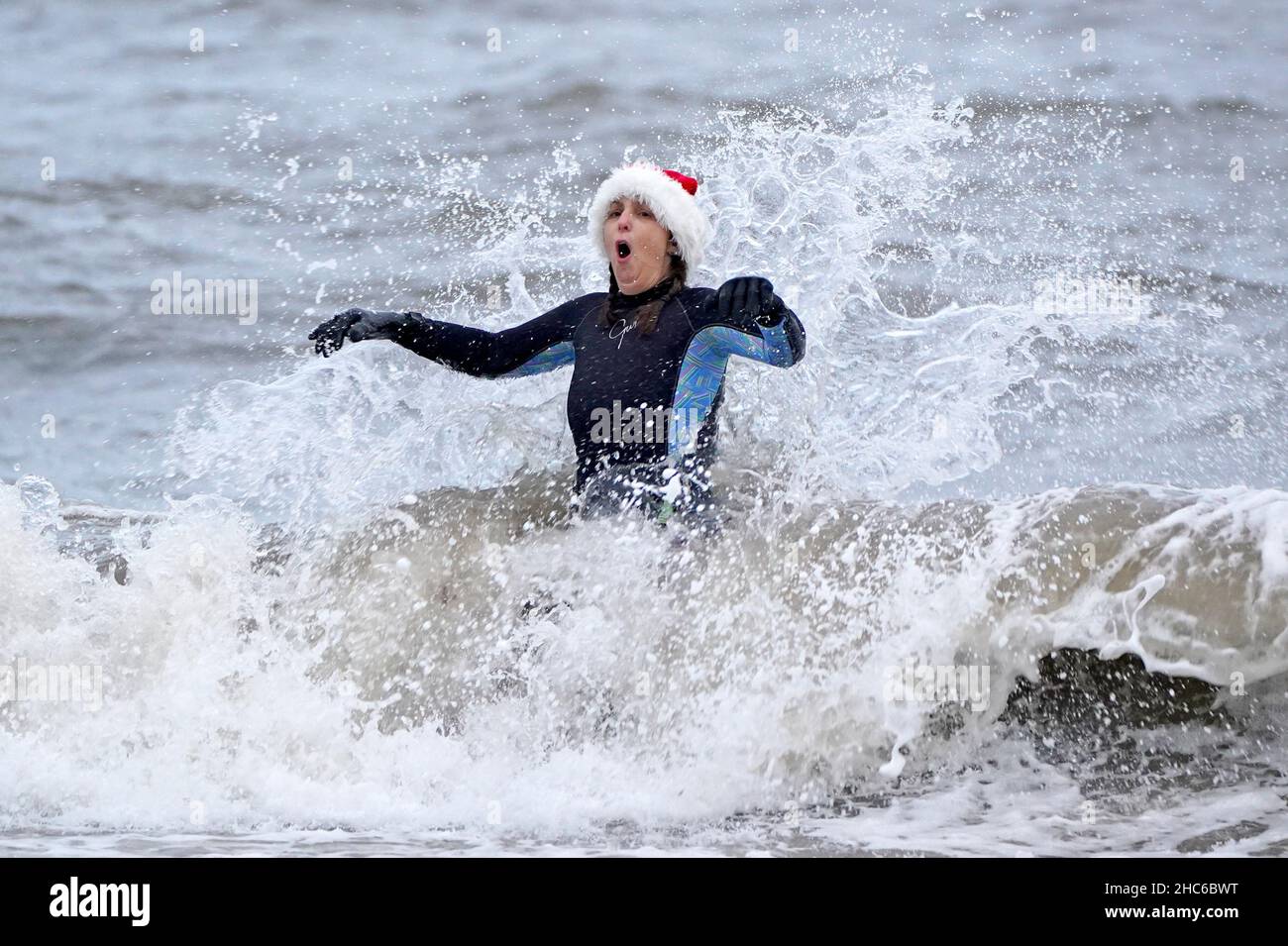 A swimmer takes a Christmas Day dip at Portobello Beach in Edinburgh ...
