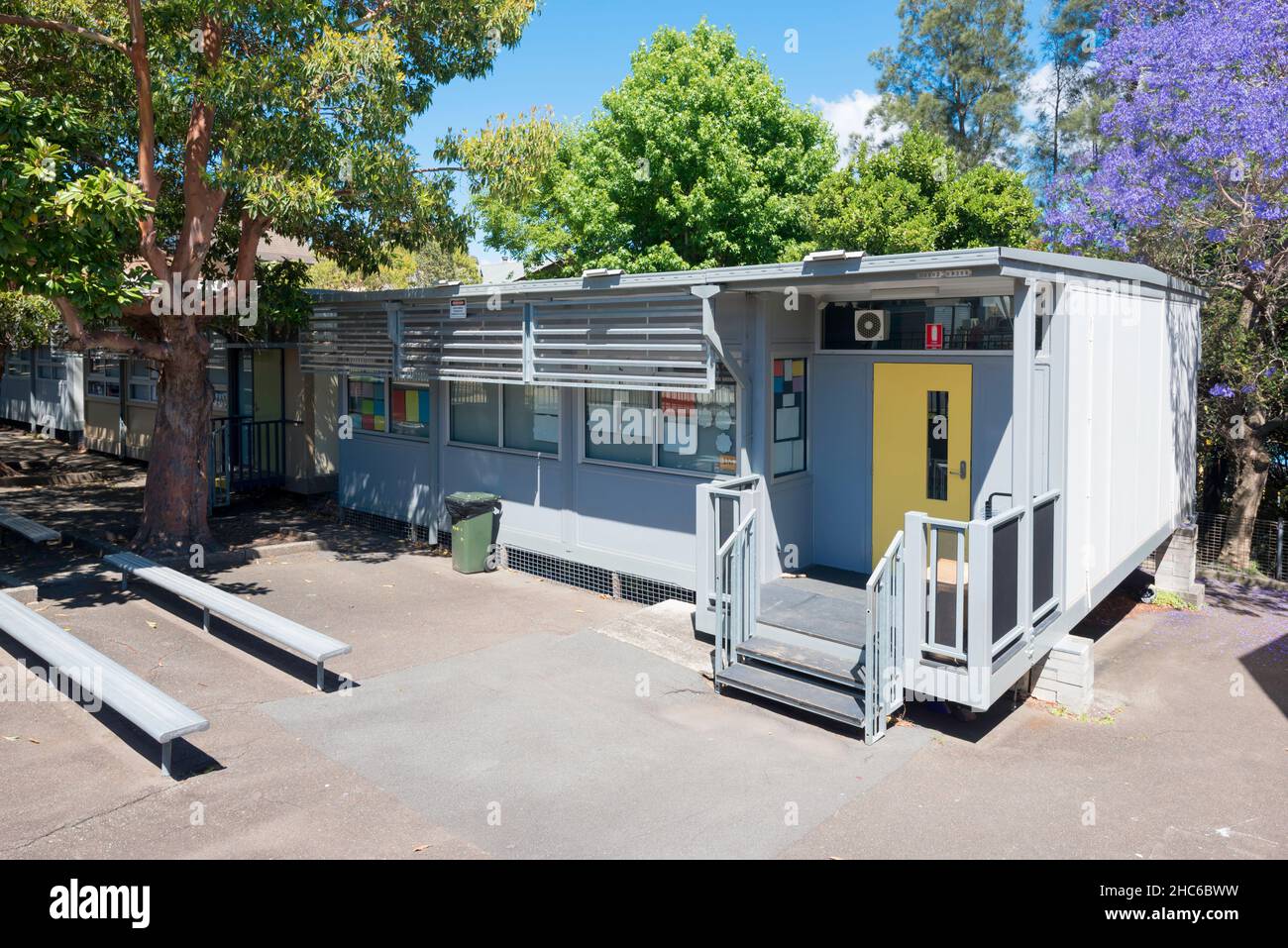 A demountable or portable classroom in use at Naremburn Public School in western Sydney, New ...