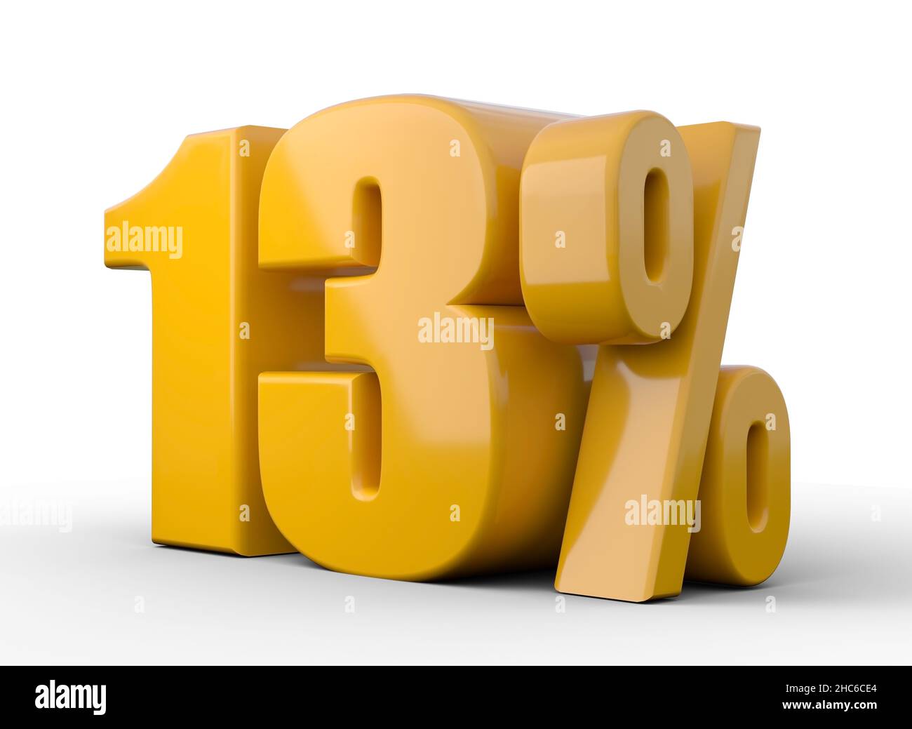 13% 3d illustration. Orange thirteen percent special offer on white ...