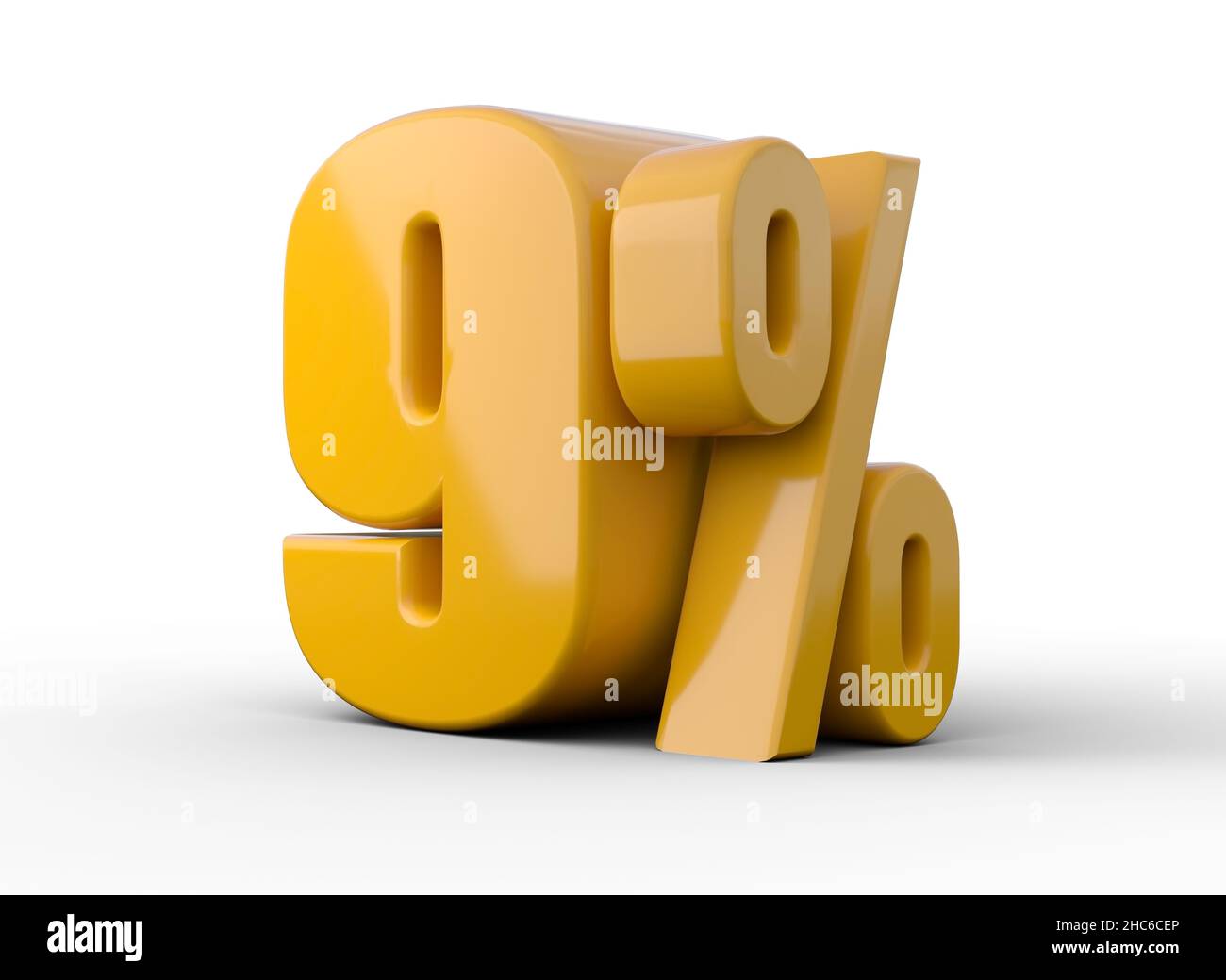 9% 3d illustration. Orange nine percent special offer on white ...
