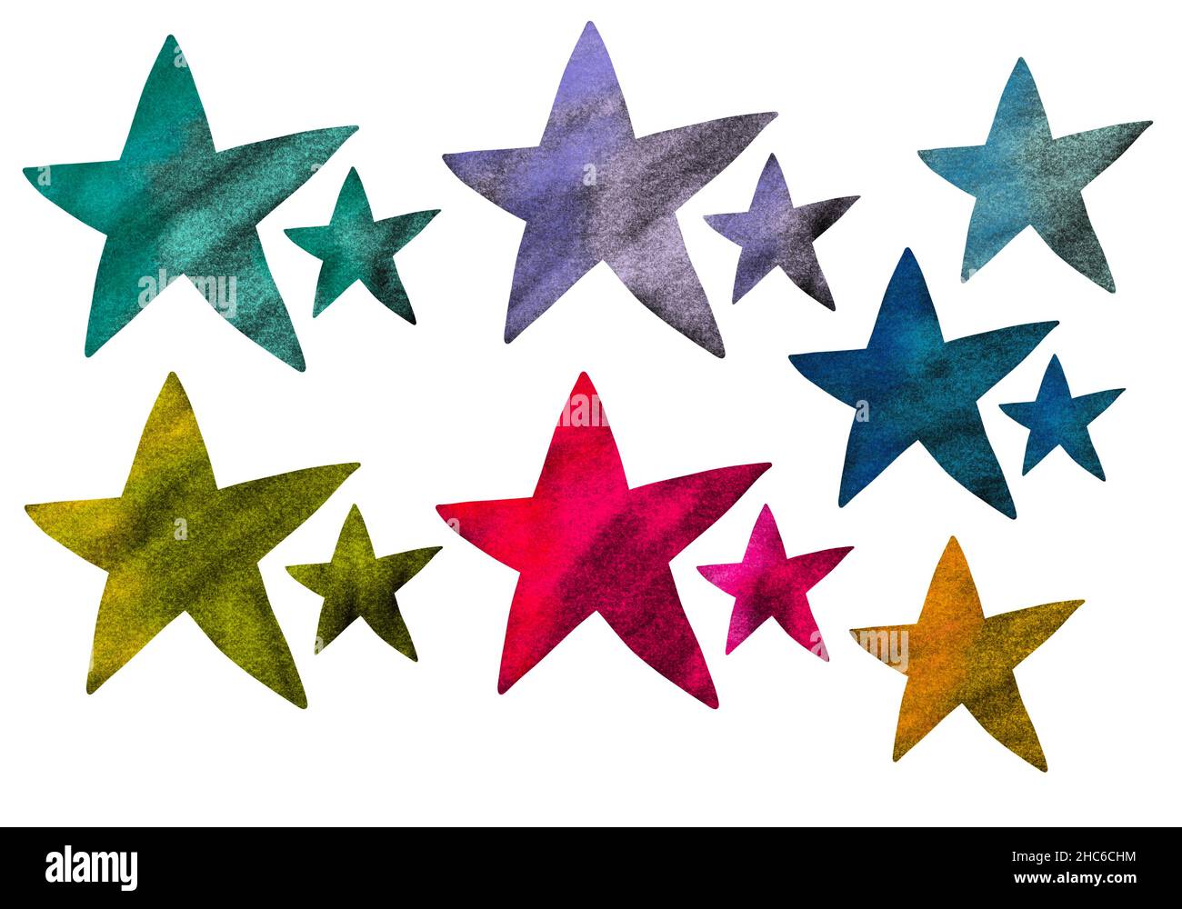 Set with coloured stars for packaging and cards and posters and ...