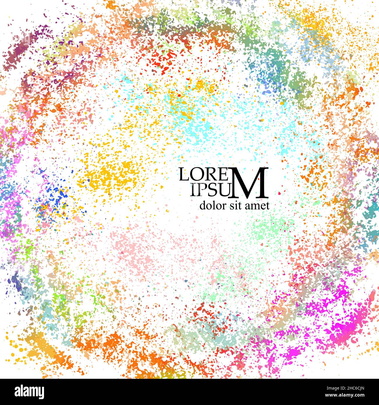 Round multi-colored frame from spots of paint. Background from blots ...