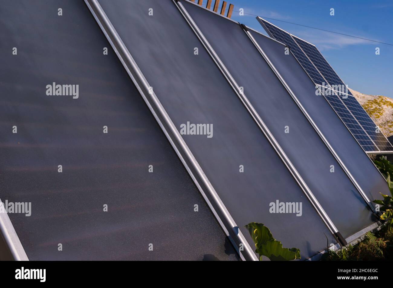 Close-up shot of the solar system panels Stock Photo - Alamy