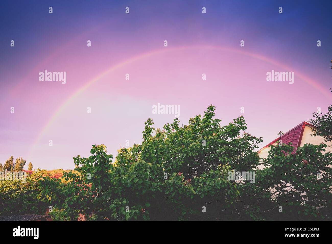 Rainbow over garden hi-res stock photography and images - Alamy