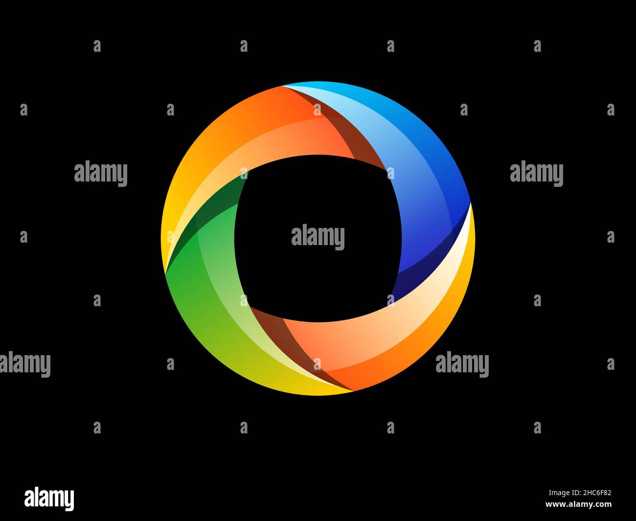 Colorful abstract circle logo on black background. Multicolored ...
