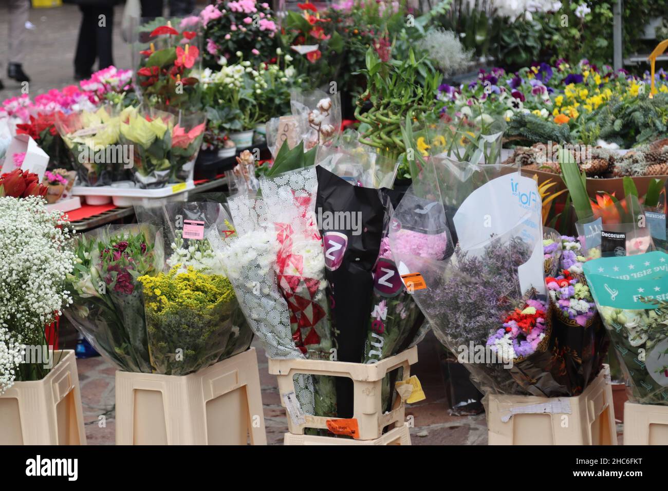 flower stall at the market Stock Photo - Alamy