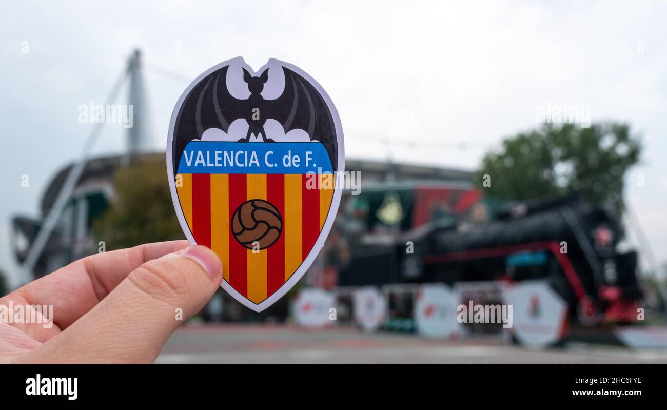 August 30, 2021, Valencia, Spain. The emblem of the football club ...