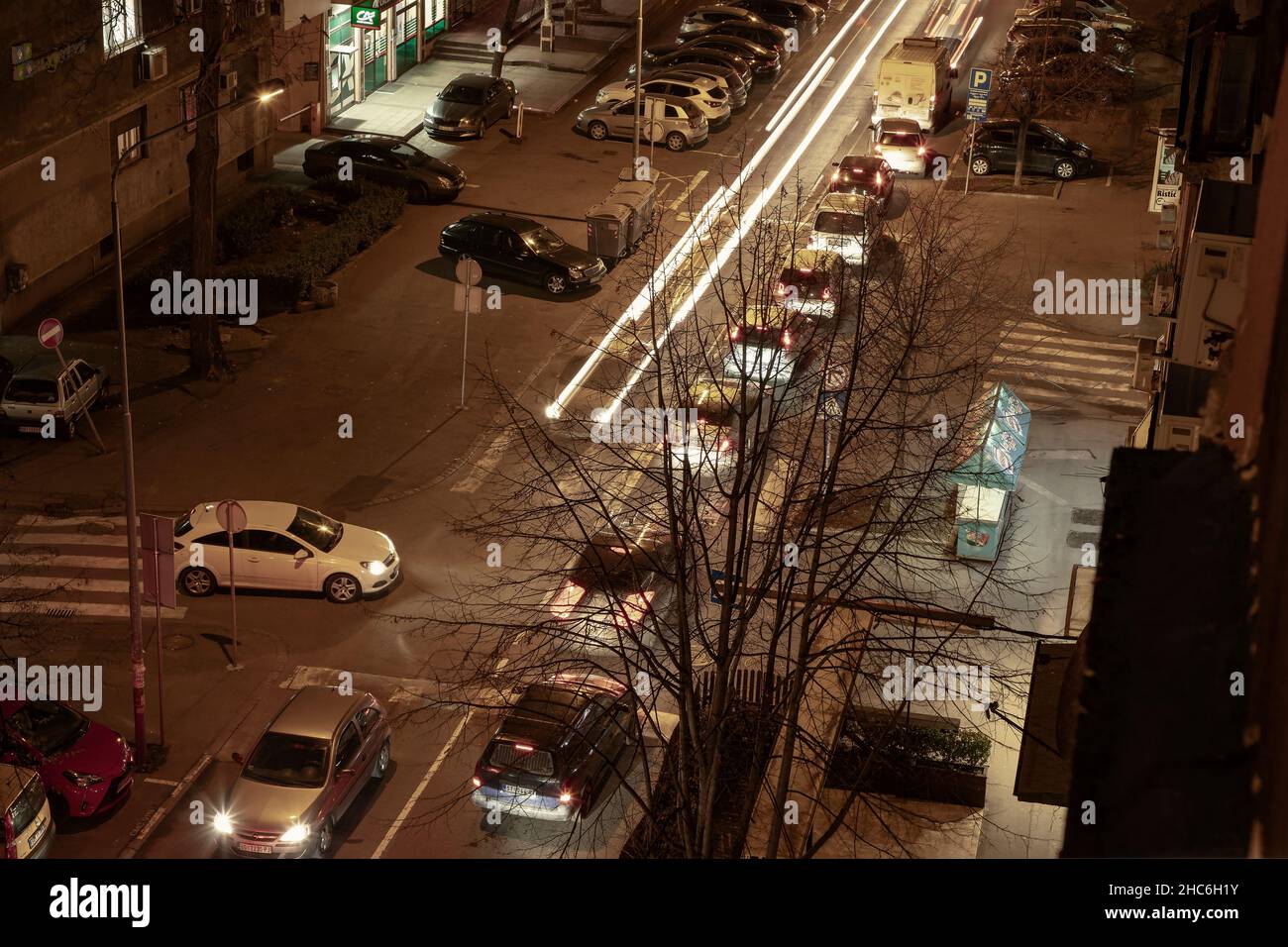 City street traffic at night Stock Photo - Alamy