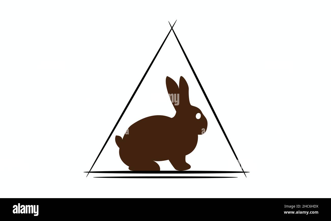 Rabbit vector cartoon icon inside triangle. Isolated cartoon set icon ...