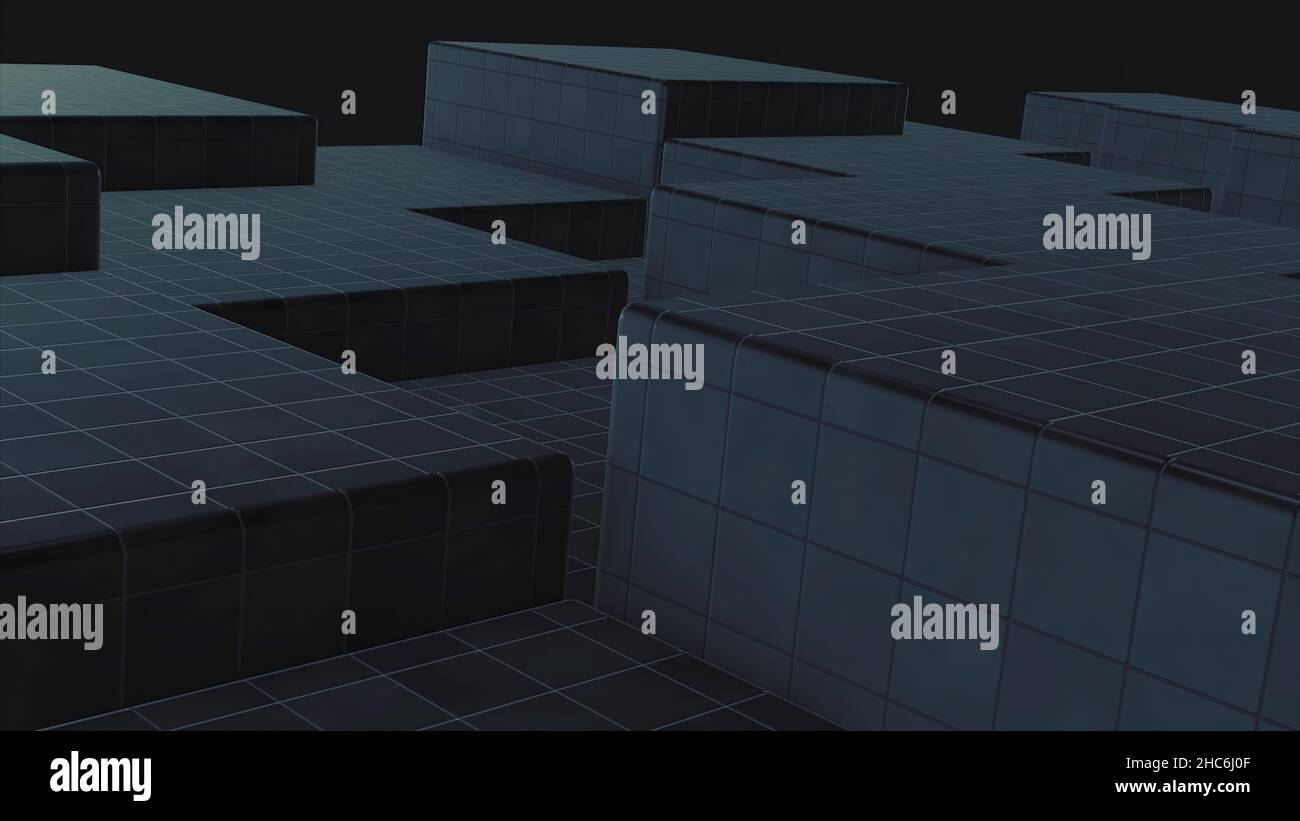 3d Animation Abstract Background Of Black Cubes With Wave Movement Abstract Surface Of Moving