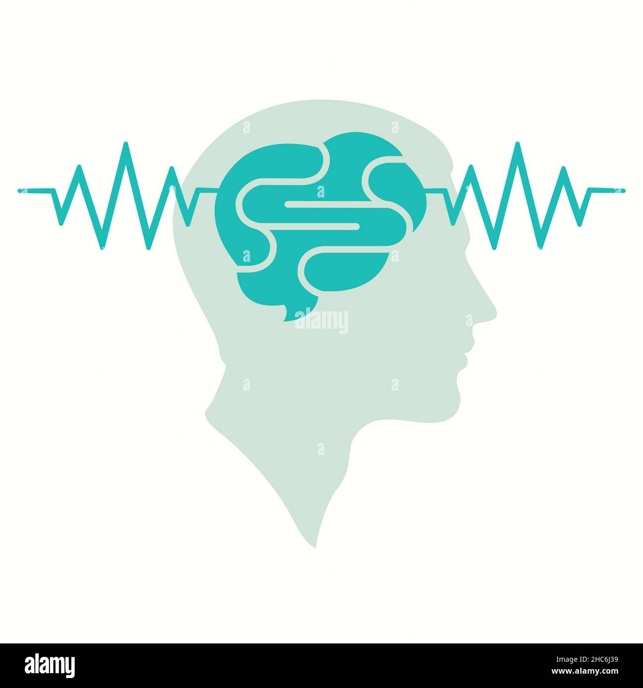 Vector illustration of brain activity. Waves in human head Stock Vector ...