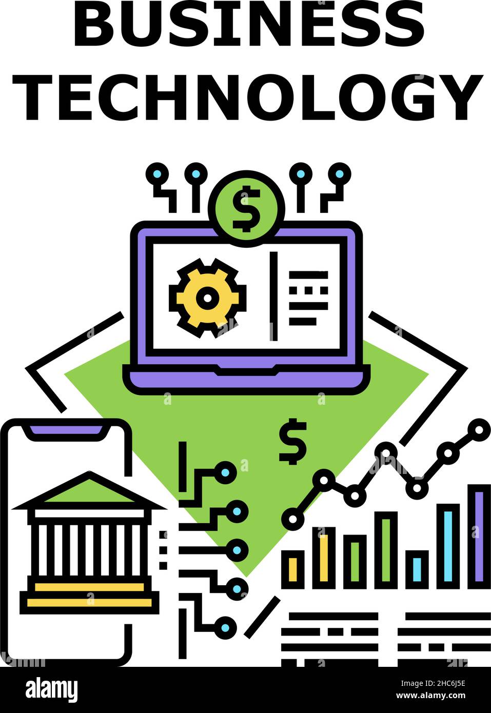 Business Technology Concept Color Illustration Stock Vector Image & Art ...