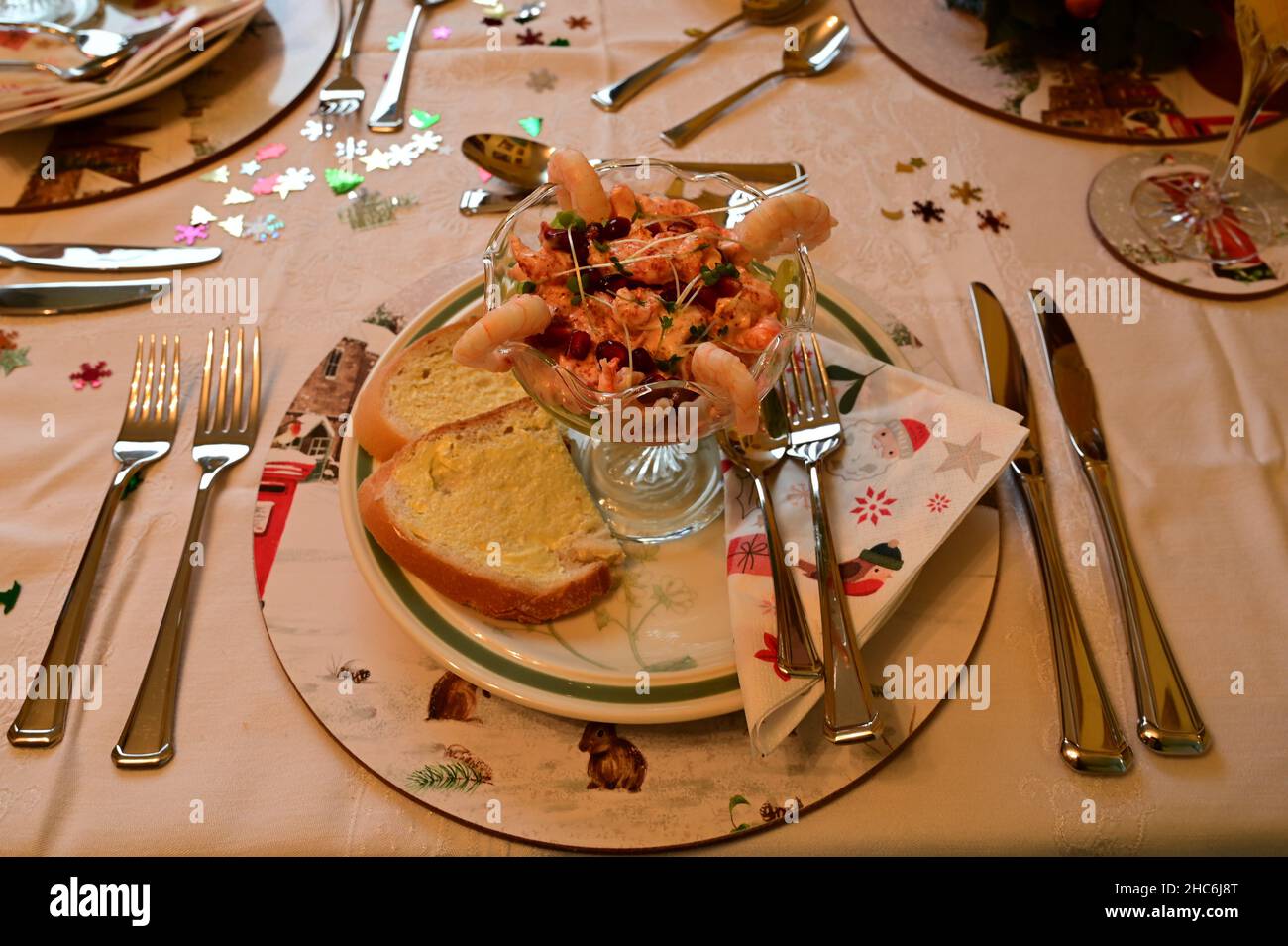 Christmas Prawn Cocktail and Crayfish Tails starter Stock Photo - Alamy