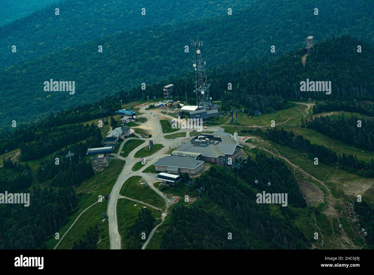 Aerial view of a beautiful green landscape with roads in Canada Stock ...