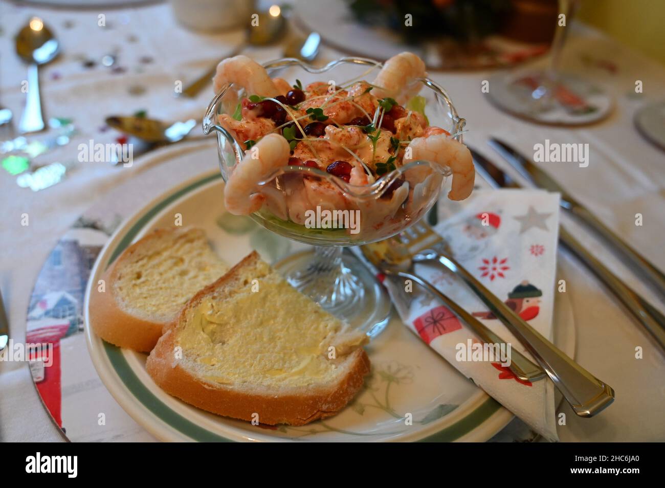 Christmas Prawn Cocktail and Crayfish Tails starter Stock Photo - Alamy