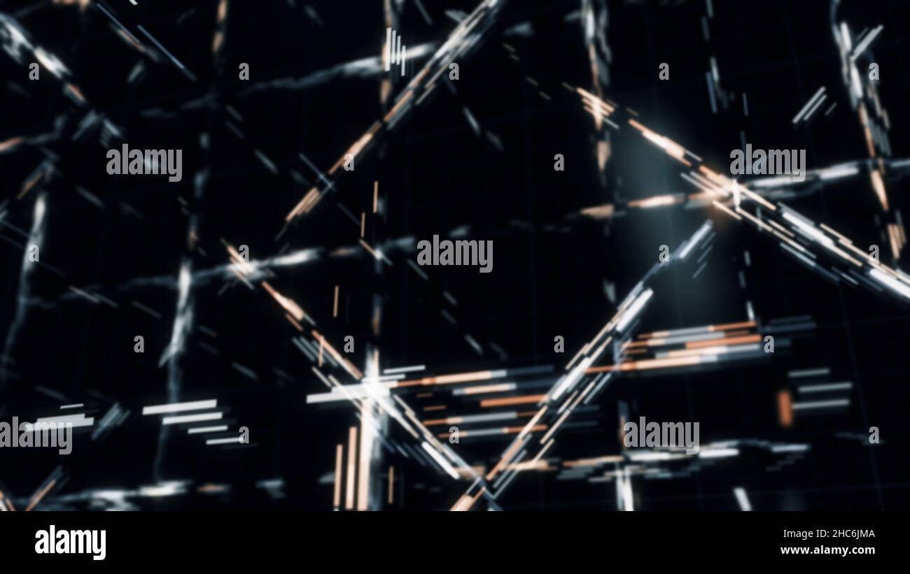 Abstract short lines moving along the straight trajectory into all the ...