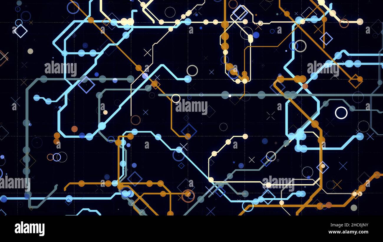 Abstract futuristic electronic circuit board with electrical signals ...