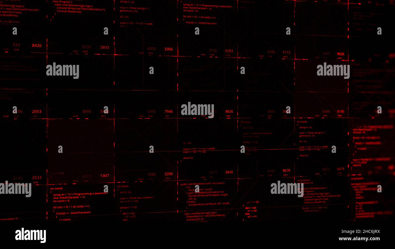 Hacker stealing data, abstract digital data on black screen background ...