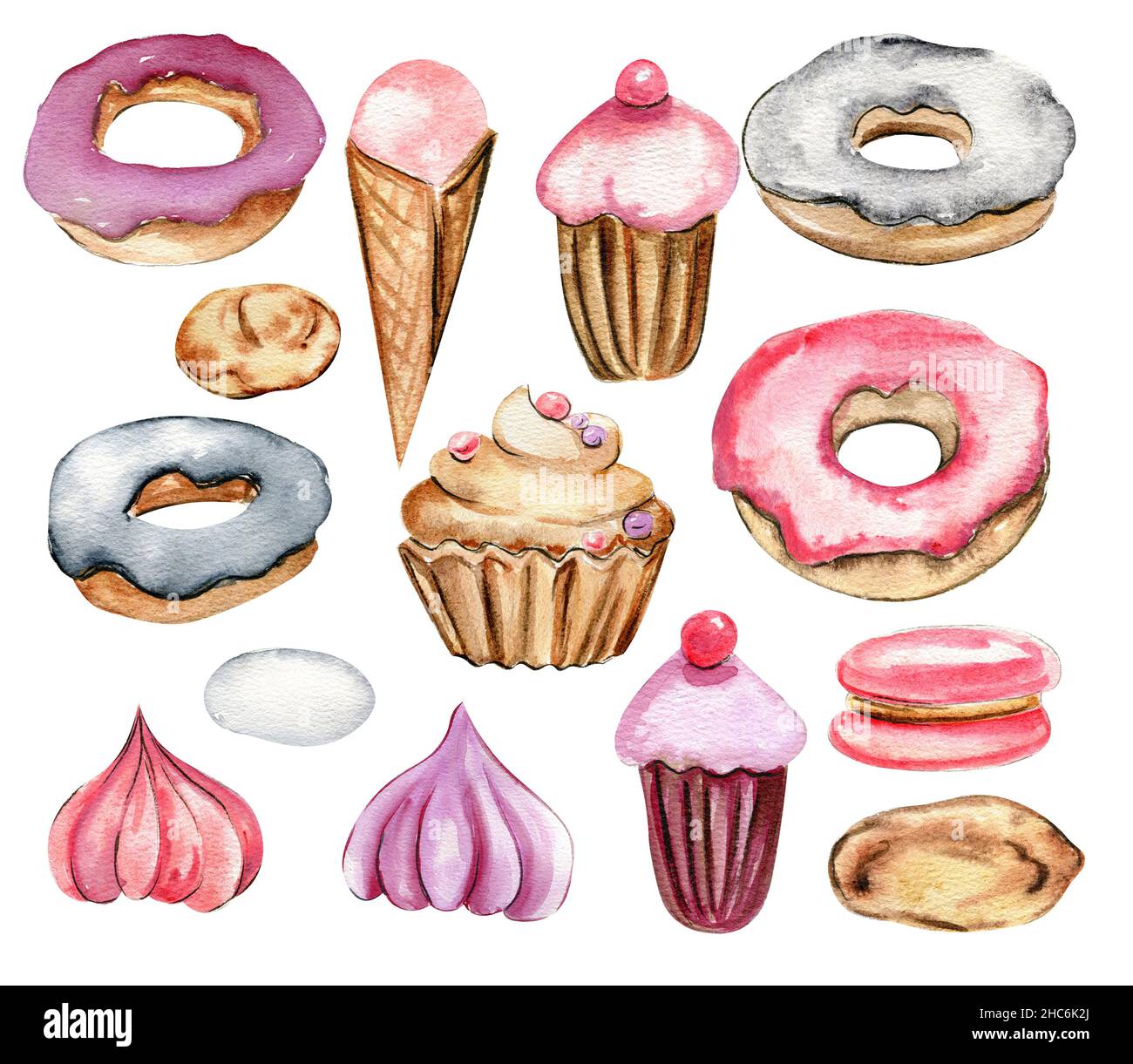 Watercolor sweets for valentine Stock Photo - Alamy