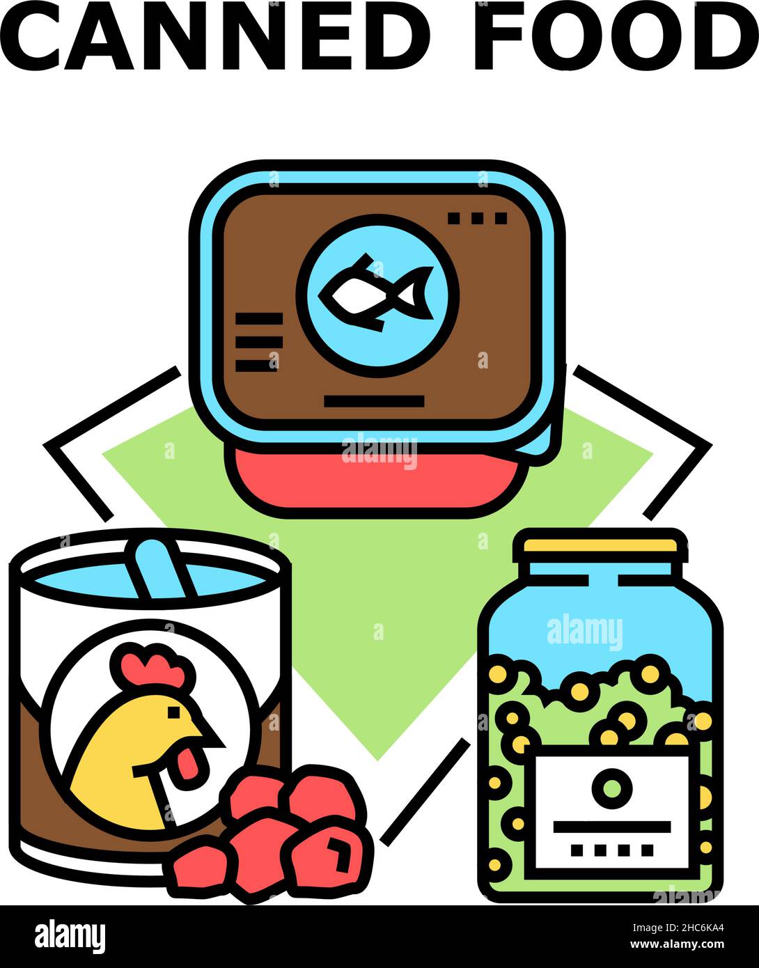 Canned Food Vector Concept Color Illustration Stock Vector Image & Art ...