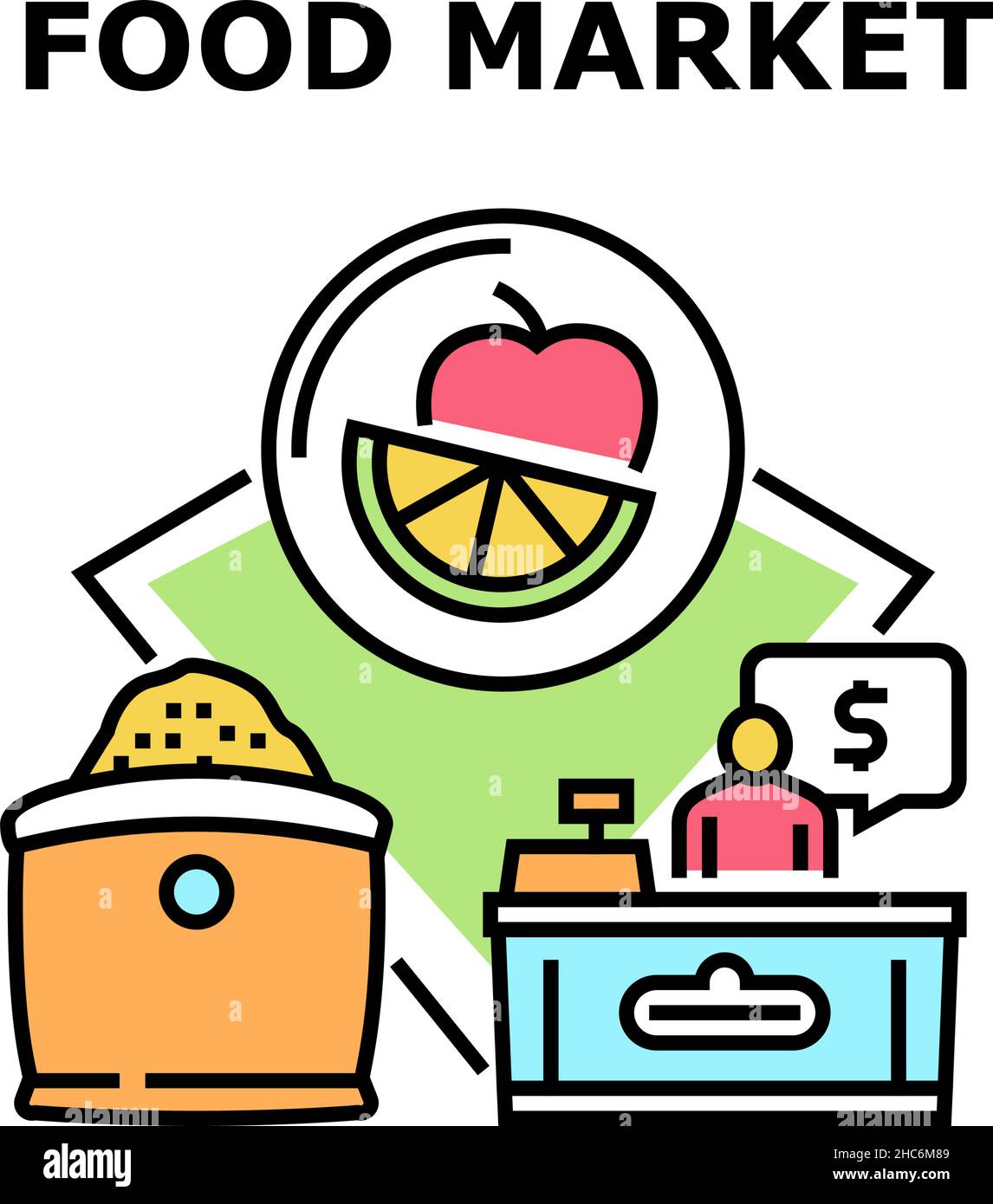Food Market Vector Concept Color Illustration Stock Vector Image & Art ...