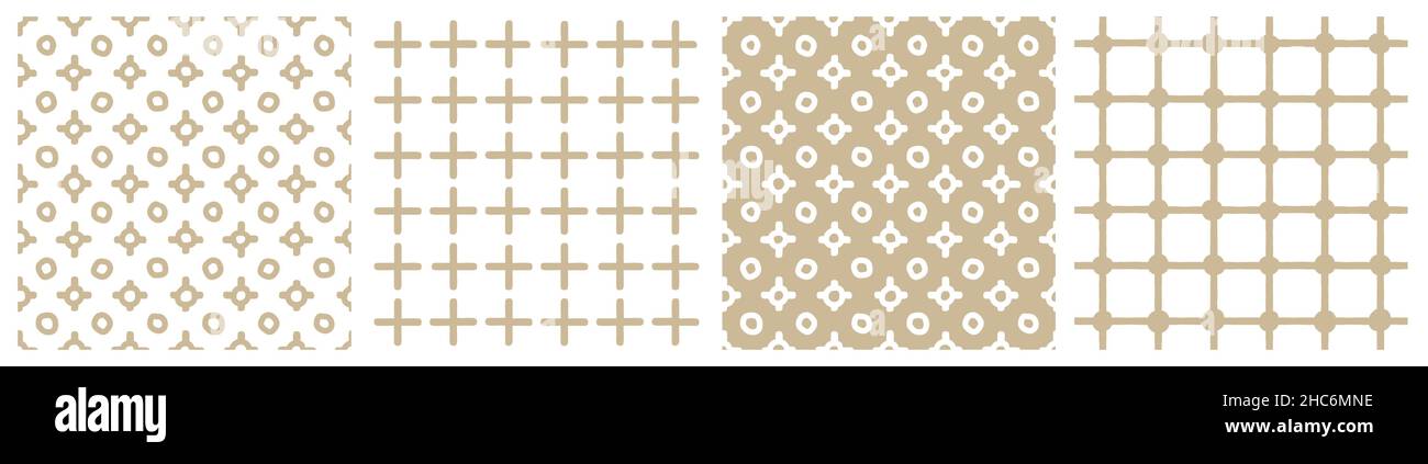 Set of beige abstract simple geometric seamless patterns. Hand drawn ...