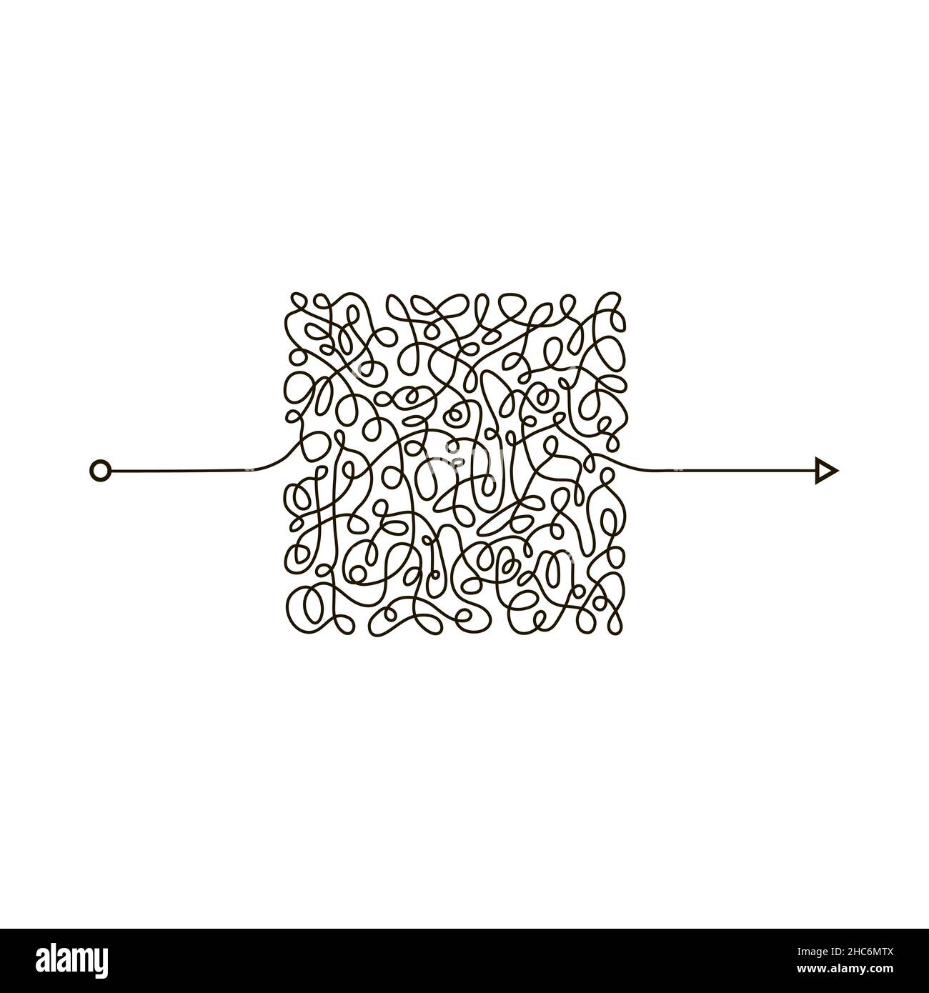 Chaotic Doodle. Thread Clew Knot. Insane Messy Line. Complicated Clew ...