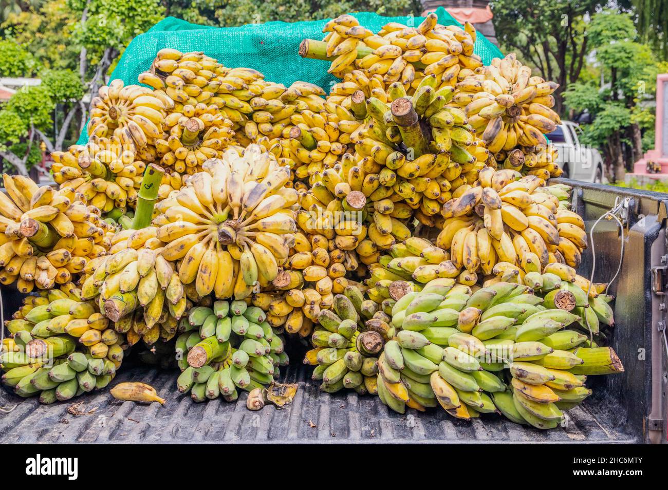 Bananas in the delivery pick up van on the street Stock Photo - Alamy