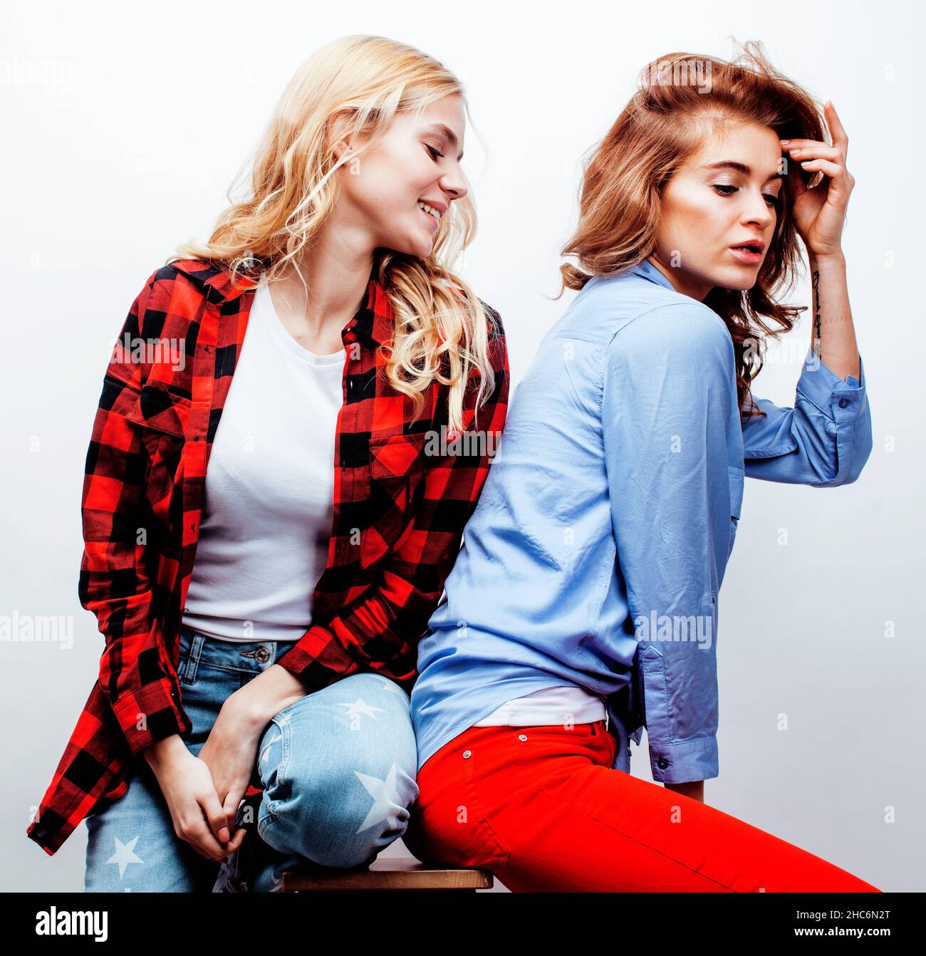 best friends teenage girls together having fun, posing emotional on ...