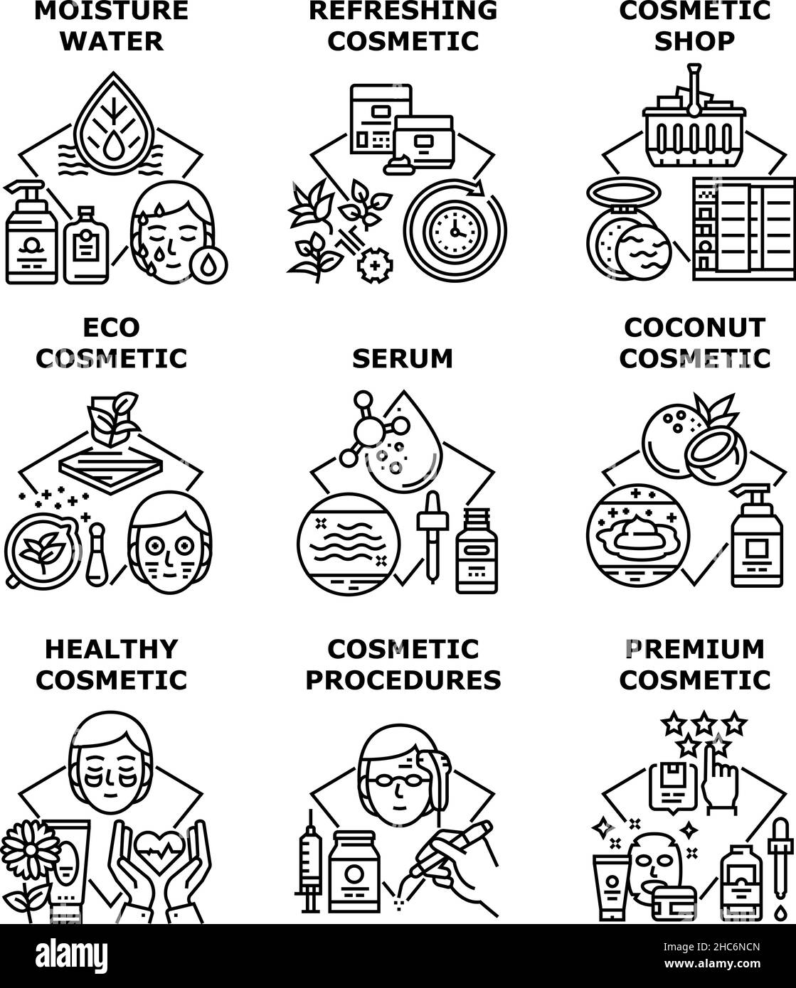 Premium Cosmetic Set Icons Vector Illustrations Stock Vector Image ...